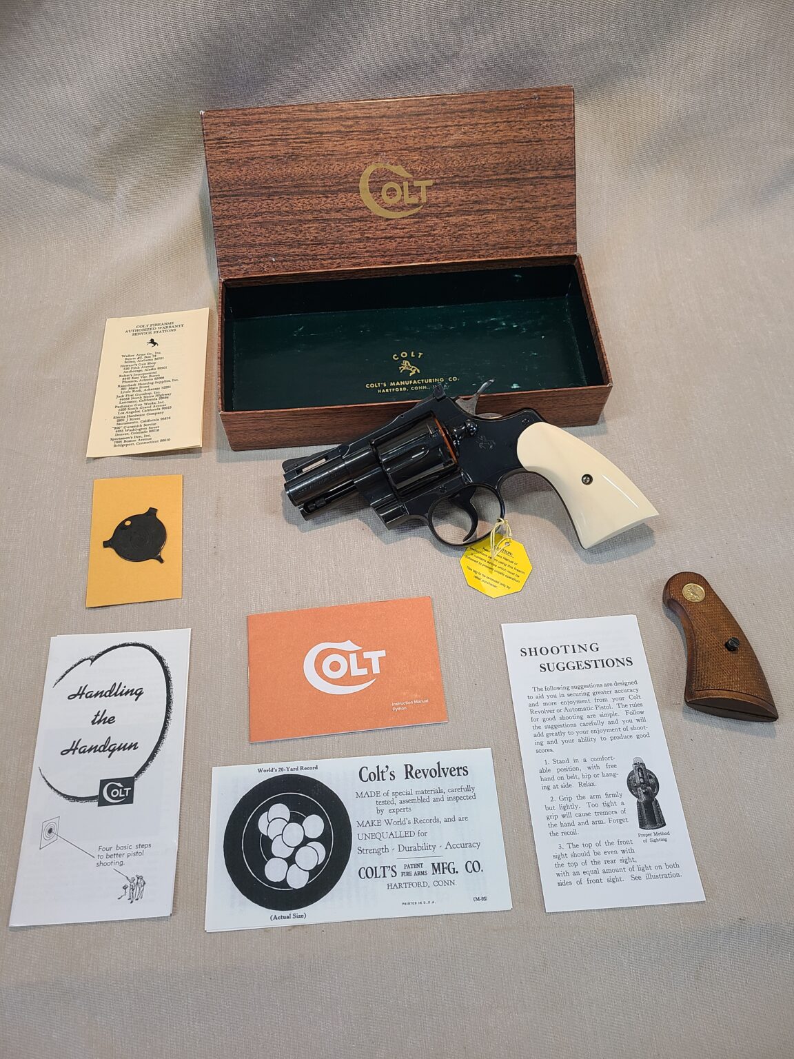 1963 Colt Python 2-1/2" Barrel PRISTINE with Ivory Grips, Box and ...